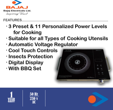 BAJAJ 2200 W Radiant Cooktop Jog Dial, Touch Panel - Buy BAJAJ 2200 W ...