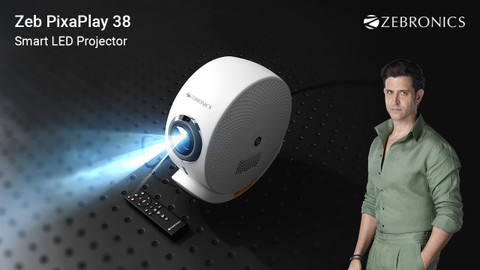 ZEBRONICS Zeb-Pixa Play 38 (12000 lm / Wireless) Portable Projector ...