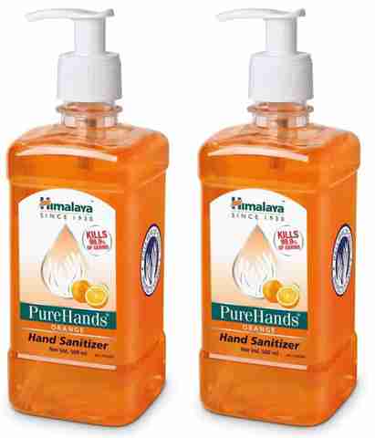 Himalaya Herbals PURE HANDS ORANGE HAND SANITIZER, 500 ML PACK, SET OF ...