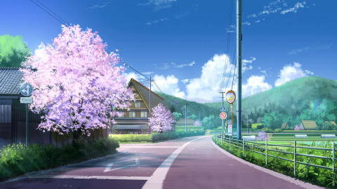 trees background anime