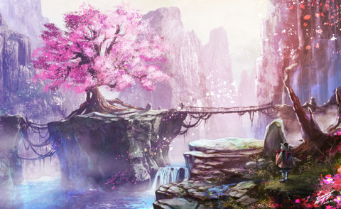 anime tree landscape