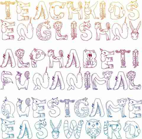 KD english alphabet with animal face Sticker Poster|Kids learnig poster ...