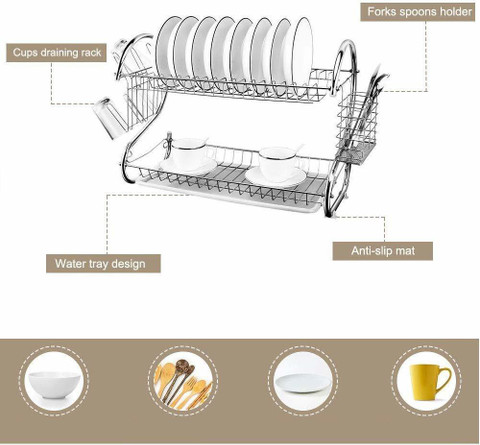 saluna Dish Drainer Kitchen Rack Steel S SHAPED DISH RACK Price in ...