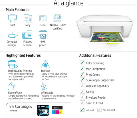 HP DeskJet 2132 All-in-One(F5S41D) Multi-function Color Inkjet Printer ...