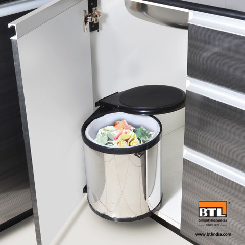 BTL Door Mounted Auto Lid Waste Bin 14 Litres Round Shape with Inner ...