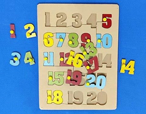 Kidosaurus 1-20 Counting Numbers Wooden Tray Puzzle for Kids Colorful ...