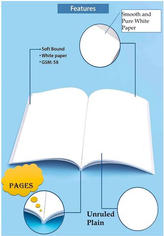 Rush ROUGH NOTEBOOK Spiral | 300 White Pages | Pack of 4 | Ruled A4 ...