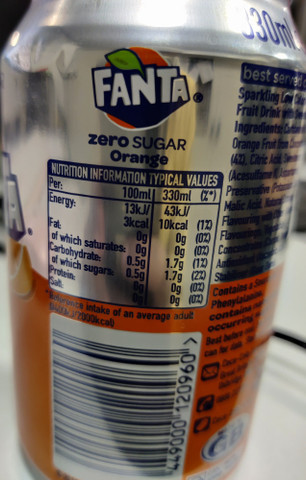 fanta zero ingredients