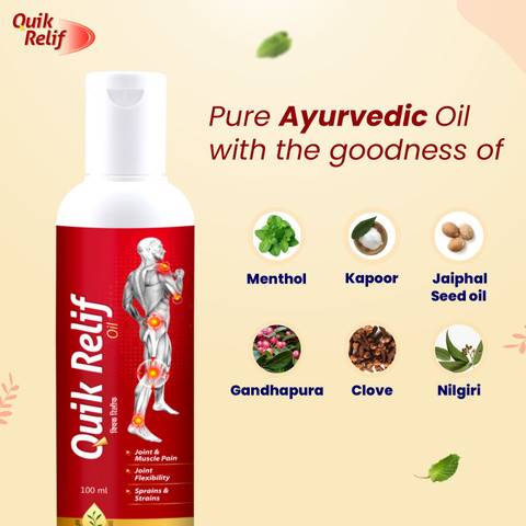 Quik Relif Pain Relief Oil for Joint, Muscle & Back Pain, 100ml Liquid ...