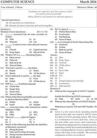 Gurukul By Oswal HPBOSE Computer Science Last 10 Years Solved Papers ...