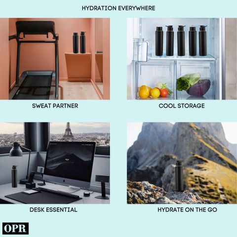 OPR Steel Water Bottle 1 Litre, Leakproof Sipper Cap Black Bottles for ...