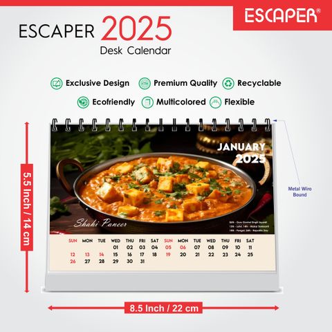 SADAFAL Shahi Paneer Food Desk Calendar 2025 – Indian Traditional ...