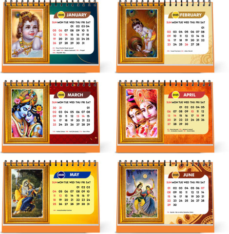 SADAFAL A5 Size Lord Krishna Desk Calendar for uses offices 2024 Table ...