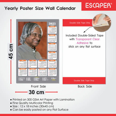SADAFAL APJ Abdul Kalam Famous Indian Personalities Wall Calendar 2025 ...