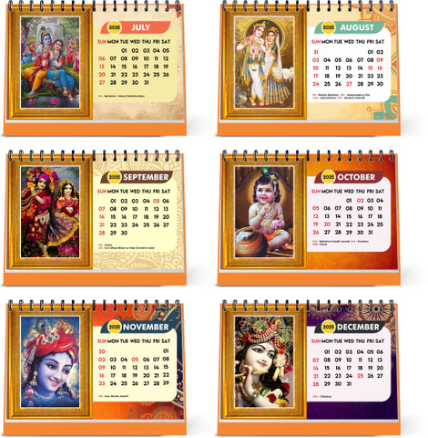 SADAFAL A5 Size Lord Krishna Desk Calendar for uses offices 2024 Table ...