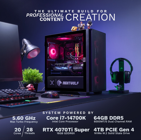XRIG NIGHTWOLF PRO V4 14th Gen Intel Core i7 14700K 20 Cores (8P+12E ...