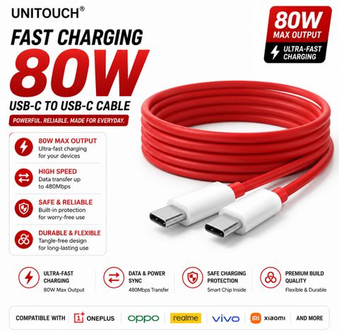 Unitouch Type C 6 A 1 m TPE 80W USB Type-C to Type-C Fast Charging ...
