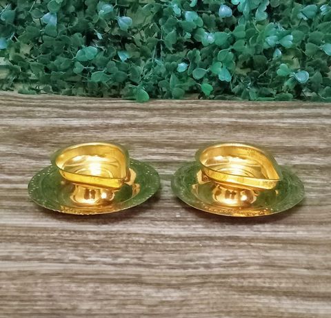 GODS CHOICE Brass Plate Agal Diya For Pooja/Decor (Pack Of 6) Brass ...