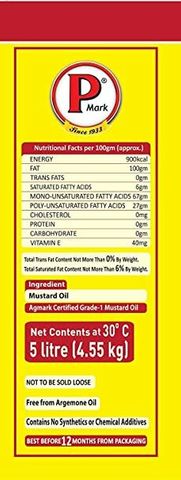 P Mark Mustard Oil P Mark Mustard Oil 5 Litre Cany Mustard Oil Can ...