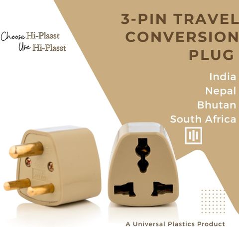HI-PLASST (3pcs) US to India Plug Universal Adapter 3 Pin Indian ...