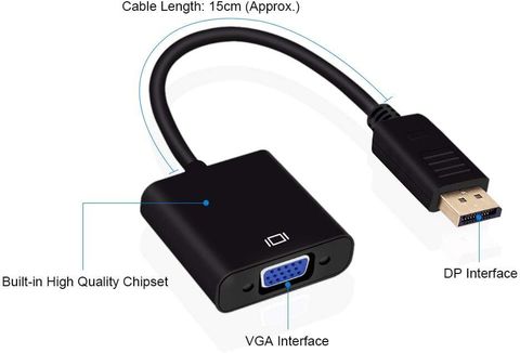 Techna DisplayPort DP to VGA Converter Adapter Compatible with Computer ...