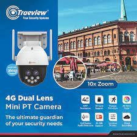 Trueview T18155 4MP Smart 4G Dual 2.8mm Lens Pan-Tilt Zoom 30Mtr Color ...
