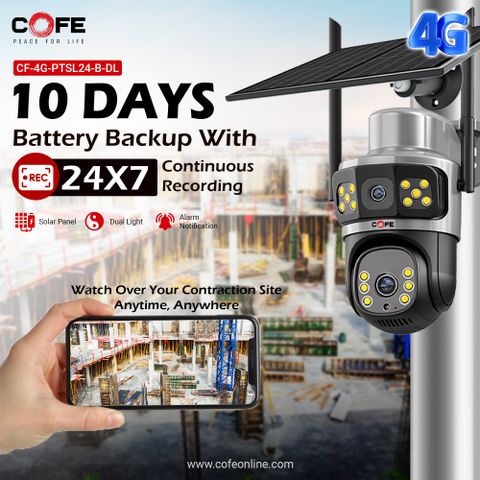 COFE CF-4G-PTSL24-BDL | Wi-fi 6 Solar 4G Camera |10 Days Backup | 24x7 ...