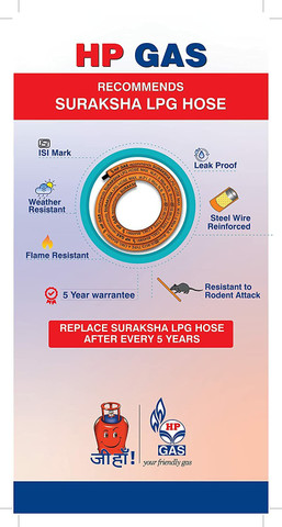BGS Suraksha LPG Hose 5 Layer Coating Gas Pipe -1.5 Meter - ISI ...