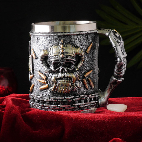 human skull mug