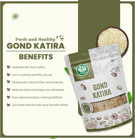 go vegan Pure Natural Gond Katira 100gm | Almond Gum Badam Pisin ...