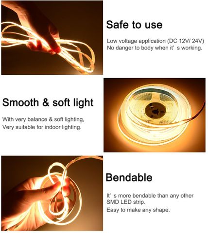 Nortek Tisya 10 Meter Runs On 24V Warm White Cob Led Strip Lights Power ...