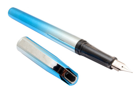 Ledos Yiren 100 Dual Tone Sky Blue & Silver With Metal Clip Fountain ...