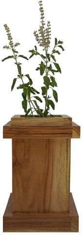 HOZCRAFT Teakwood - Handmade Tulsi Vrindavan Tulasi Kundi for Home ...