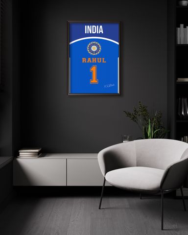 Indian Cricket Team Jersey Framed Poster With Glass Of KL Rahul 1 ...