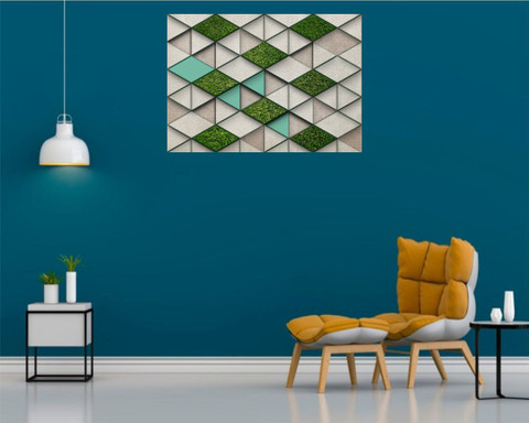 3D UNIQUE Geometrical Tiles With Grass Customised decorative wall ...