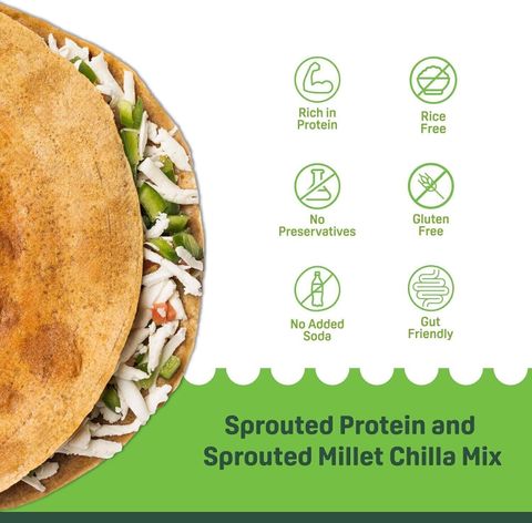 Natible Sprouted Protein & Sprouted Millet Chilla Dosa Mix, Peri Peri ...