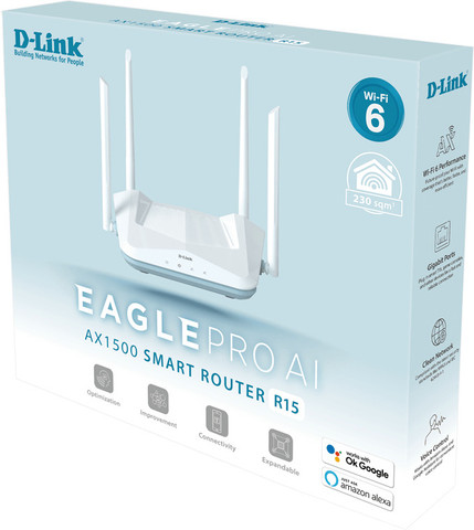 D-Link R 15 AX1500 WIRELESS WI-FI 6 ROUTER Wireless Router 2.4 GHz, 5 ...