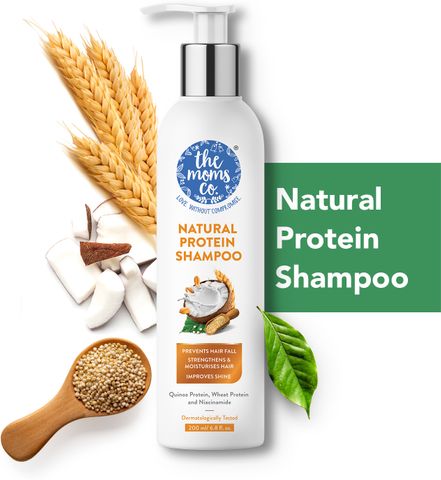 The Moms Co. Natural Protein Shampoo Silk & Wheat Protein| For ...