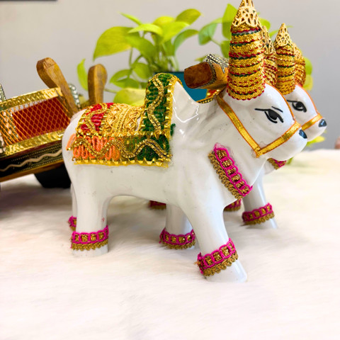 NAVRANG Wooden Bullock Cart Wooden Showpiece Home Decoration Cart Balad ...