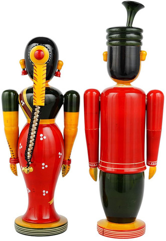 True Facility Handmade Wooden Bride and Groom Showpiece (2 Nos.) Big ...