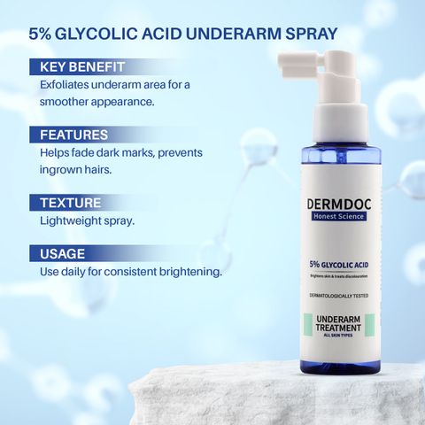 DermDoc 5% Glycolic Acid Underarm Spray-100ml & 2% Salicylic Acid Body ...