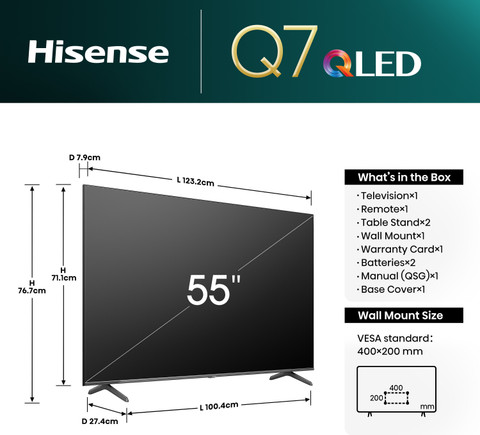 Hisense Q7N 139 cm (55 inch) QLED Ultra HD (4K) Smart VIDAA TV with ...