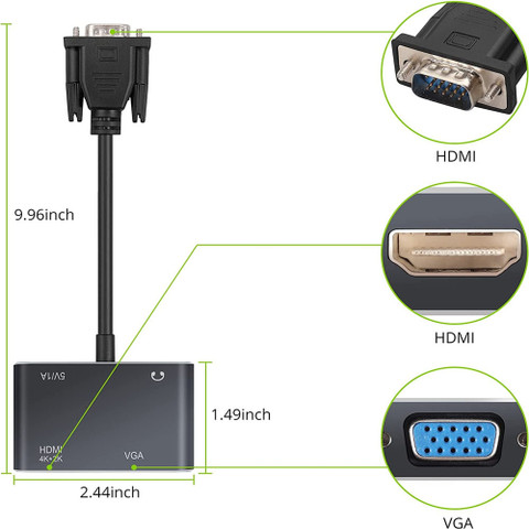 All mobile solution TV-out Cable VGA to HDMI + VGA Adapter, VGA ...