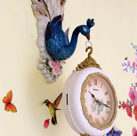 peacock wall decor clock