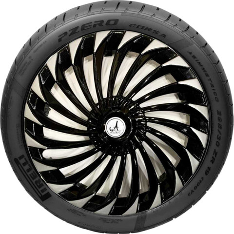 KYZO CAR WHEEL CAP/ WHEEL COVER TURBINE DESGIN (B) "BLACK_SILVER" 13 ...