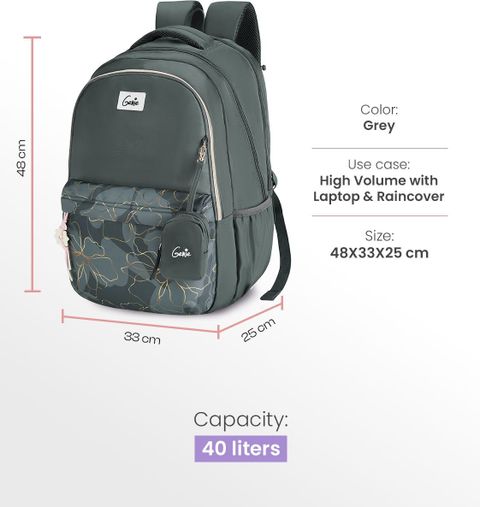 Genie Marilit School Backpack For Girls |19 Inch - Grey 40 L Backpack ...