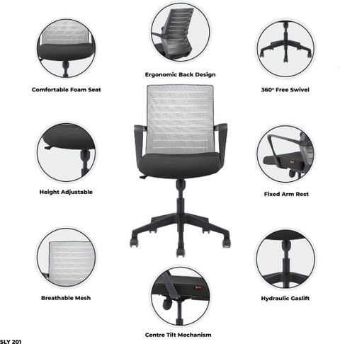 BOSQ Mid Back Home Office Desk Chair | Ergonomic Design,Center Swivel ...