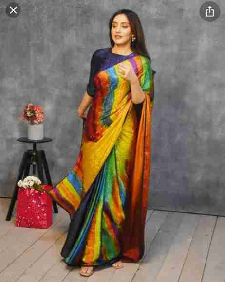 Buy Anita Jain Fashions Self Design Bollywood Jacquard Dark Blue Sarees ...