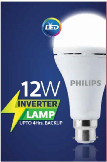 PHILIPS Inverter 12 Watt Rechargeable LED for Home, Cool Daylight, Base ...