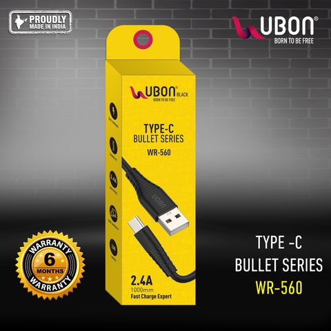 Ubon USB Type C Cable 2 A 1 m WR-560 2.4A super fast charging/data ...